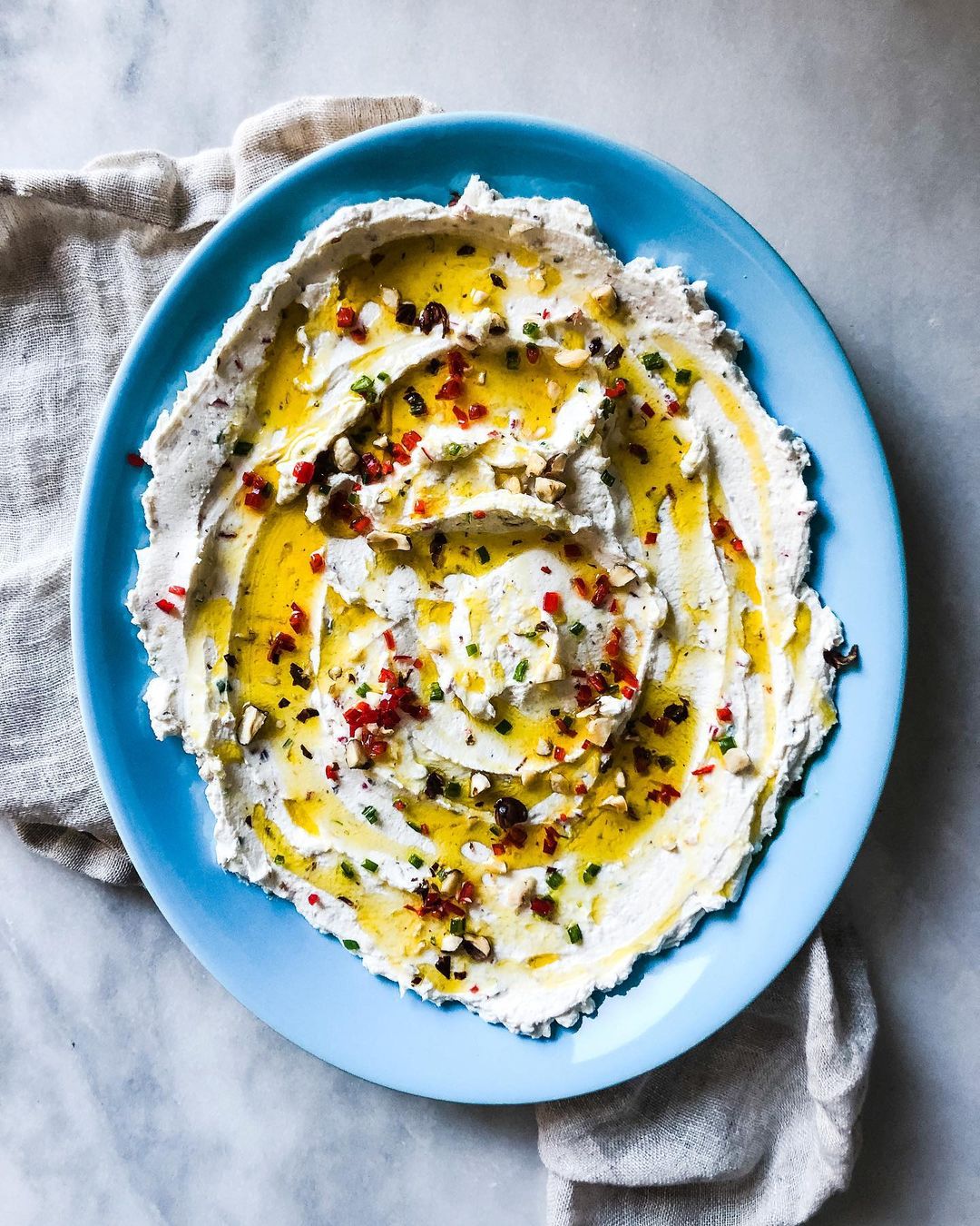 Garlic Labneh with Hazelnuts - The Spice Spoon